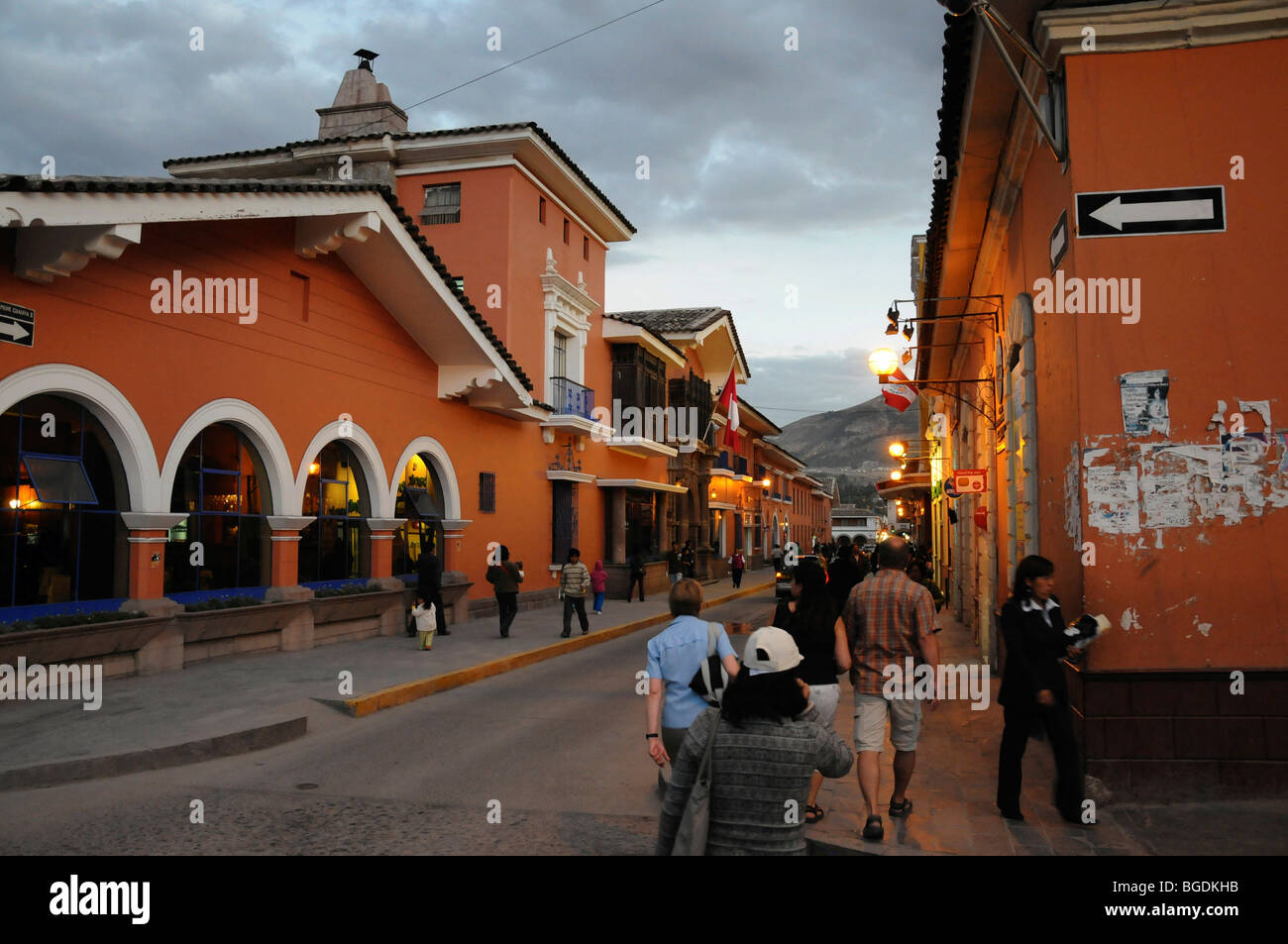 Evening mood, street 9 de Dicembre, Ayacucho, Inca settlement, Quechua ...