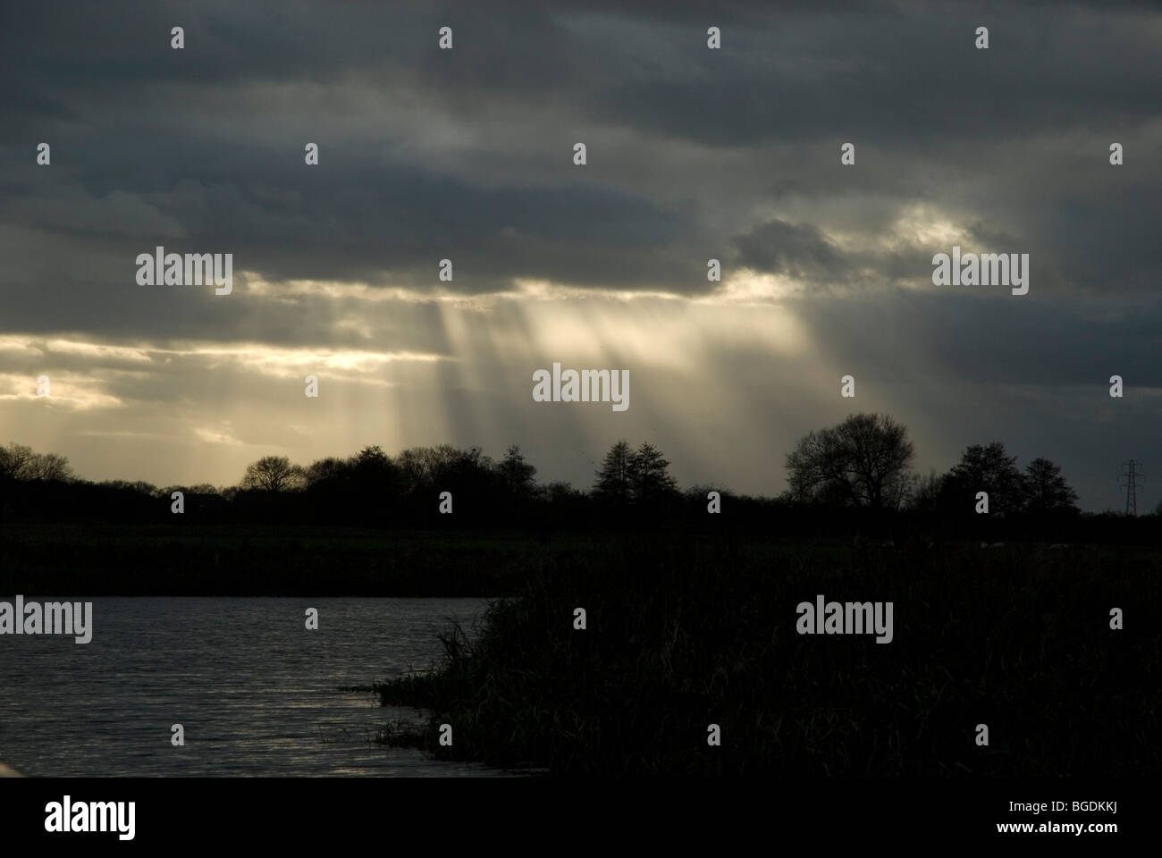 Rays of light on river Stock Photo - Alamy