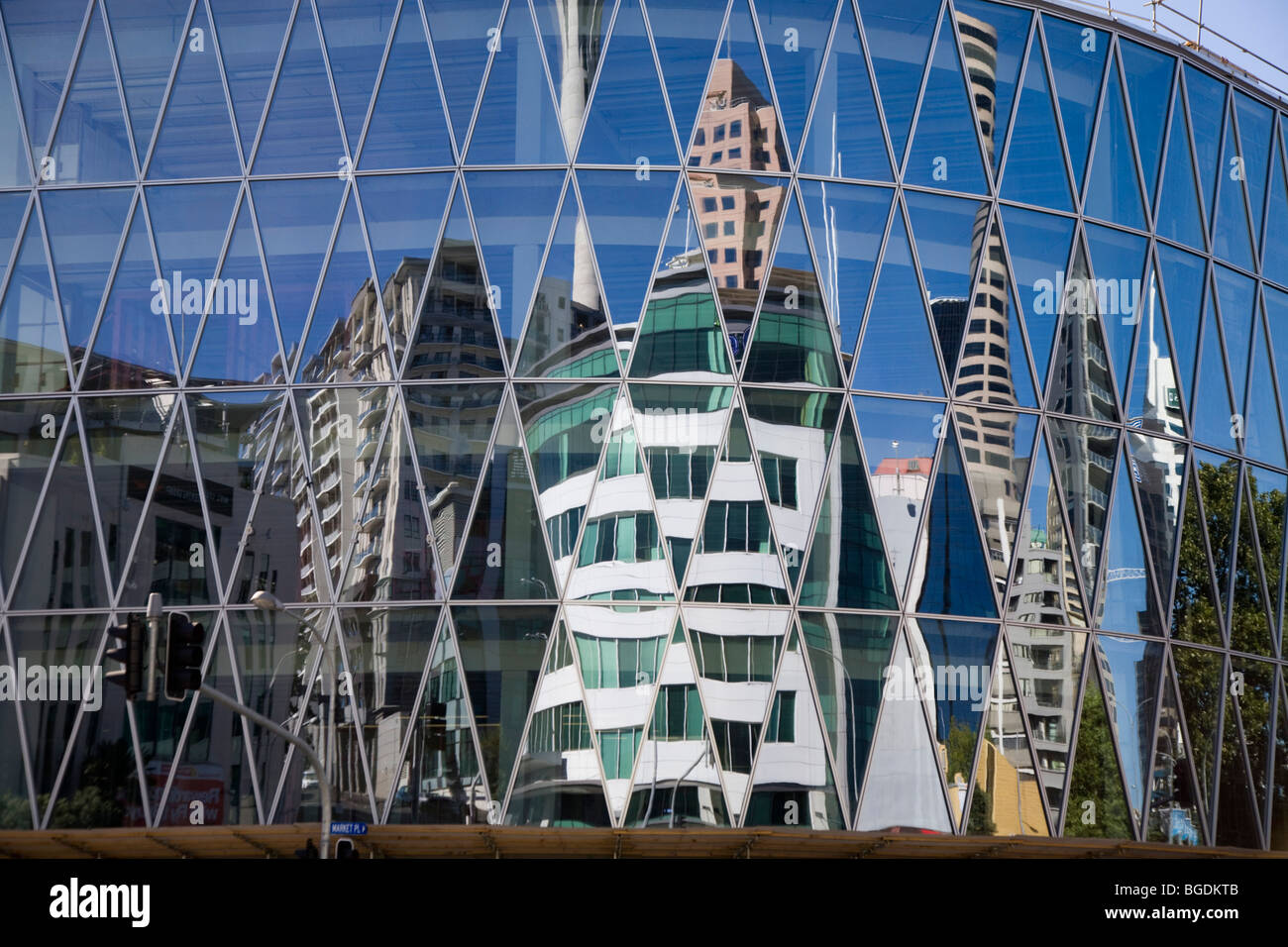 Reflection of modern buildings in facade, Auckland, New Zealand, North ...