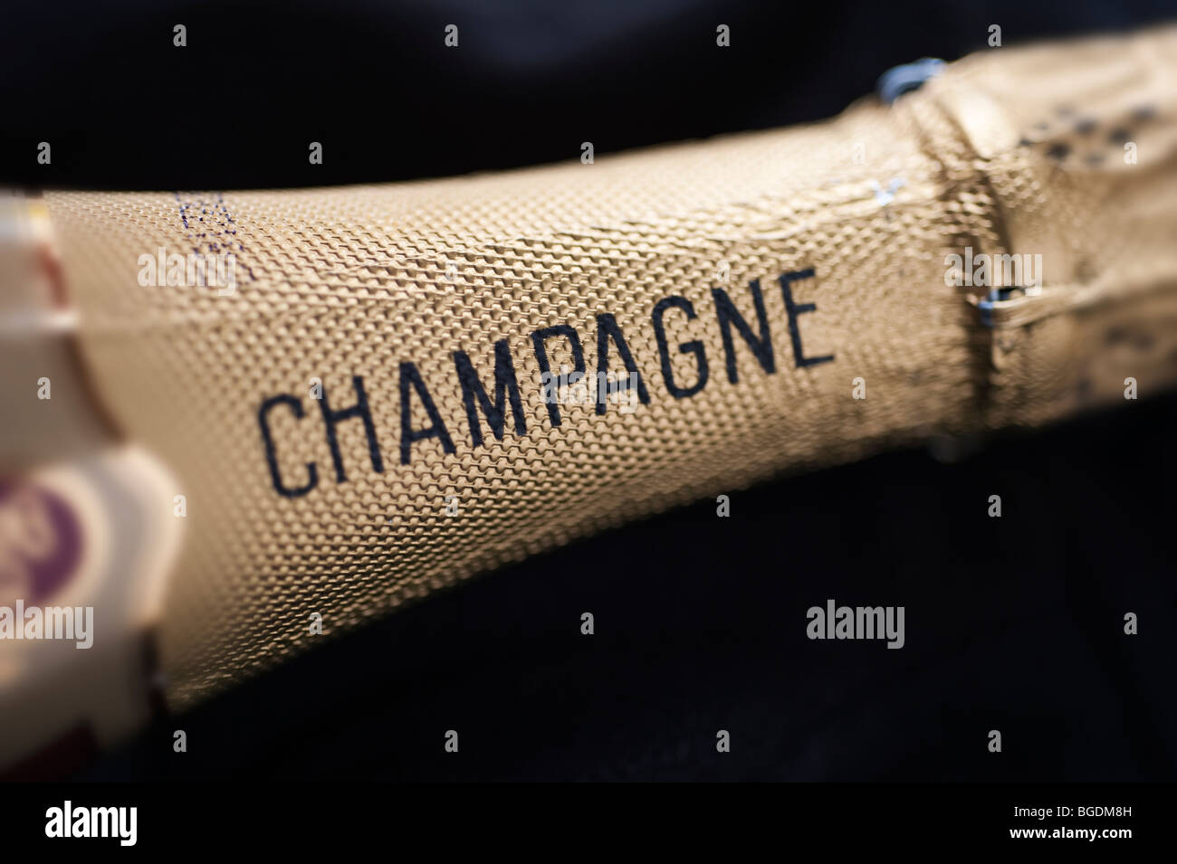 Champagne label, closeup Stock Photo - Alamy