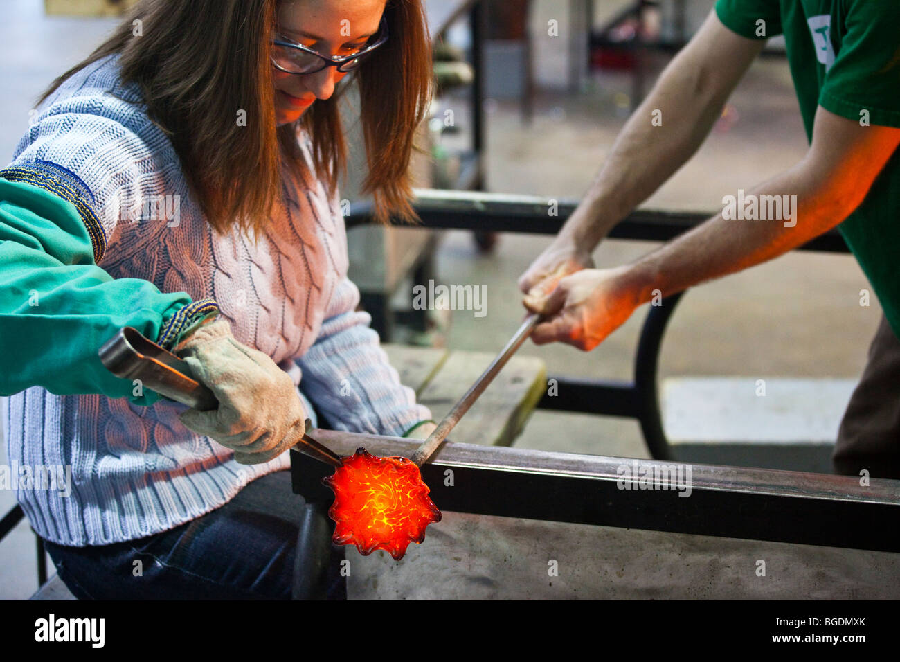 Glass making activity at the Corning Museum of Glass in Corning, New ...