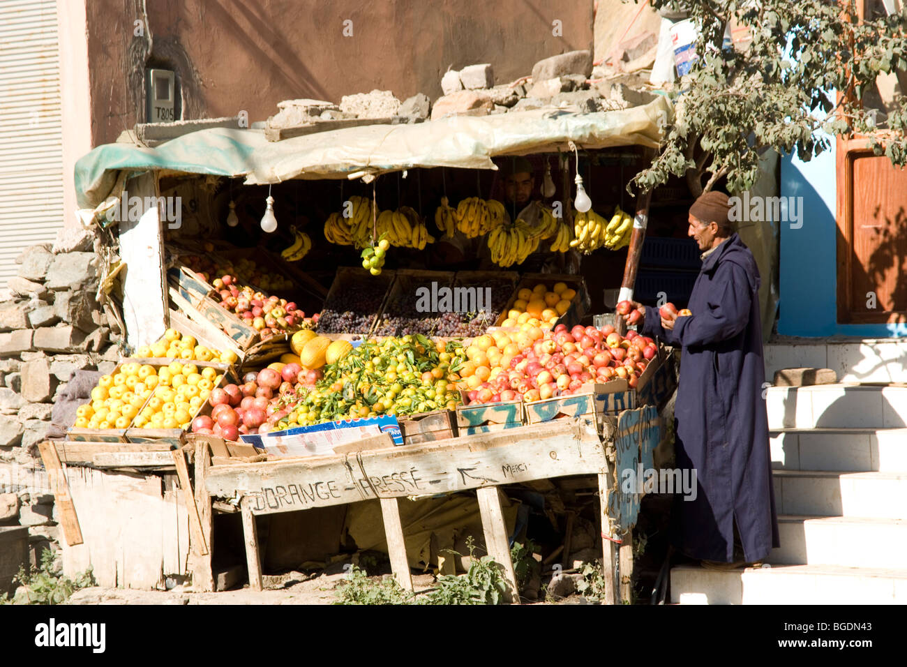 Fruit and Vegetable stall on the Main road in the village of Essaada on ...