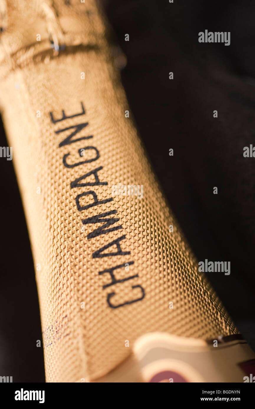 Champagne label, closeup Stock Photo - Alamy