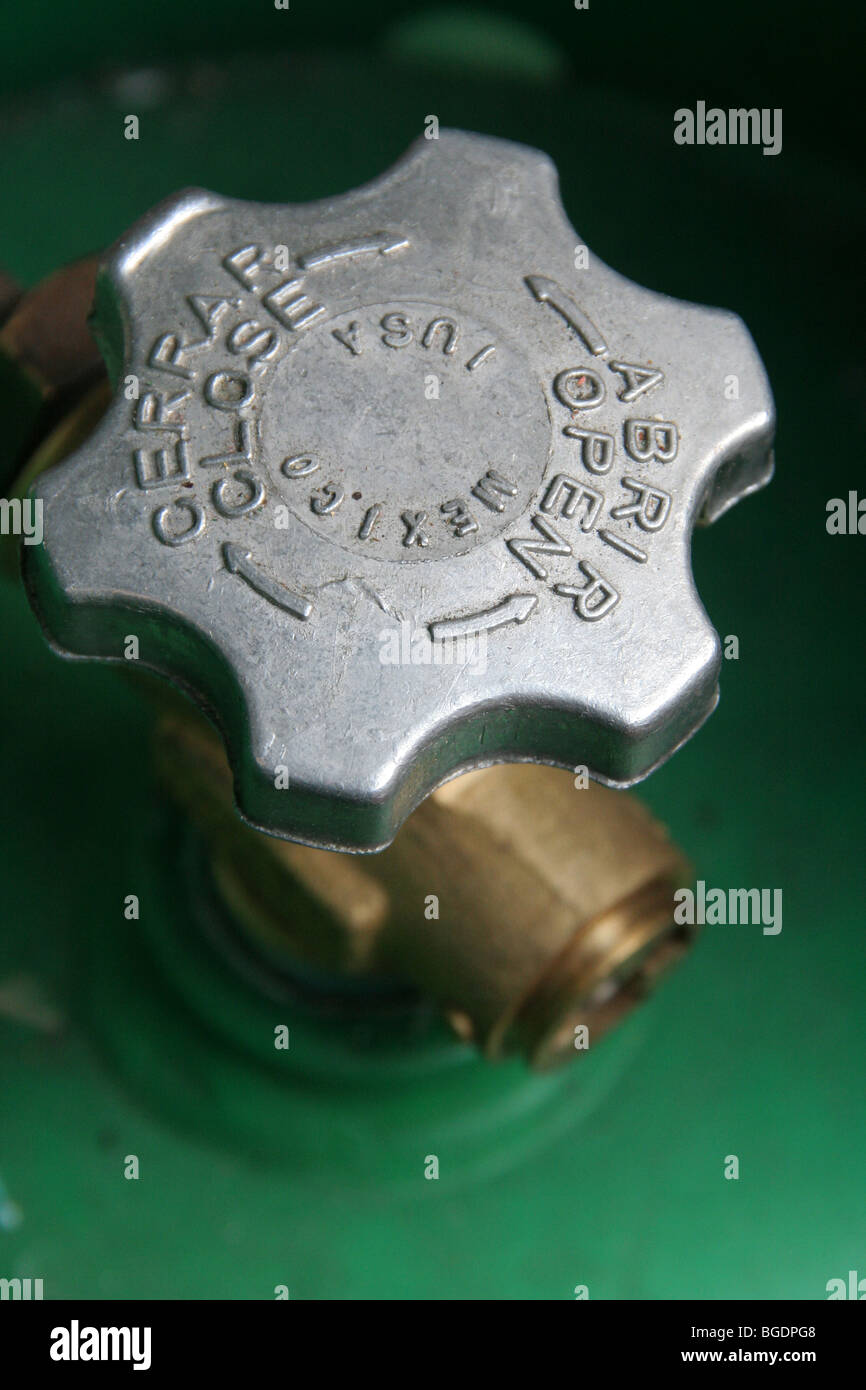 Gas valve in a mexican gas container Stock Photo - Alamy