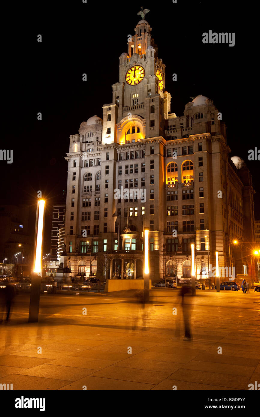 The Liver Building at 12am on New Years Day 2010 Stock Photo - Alamy
