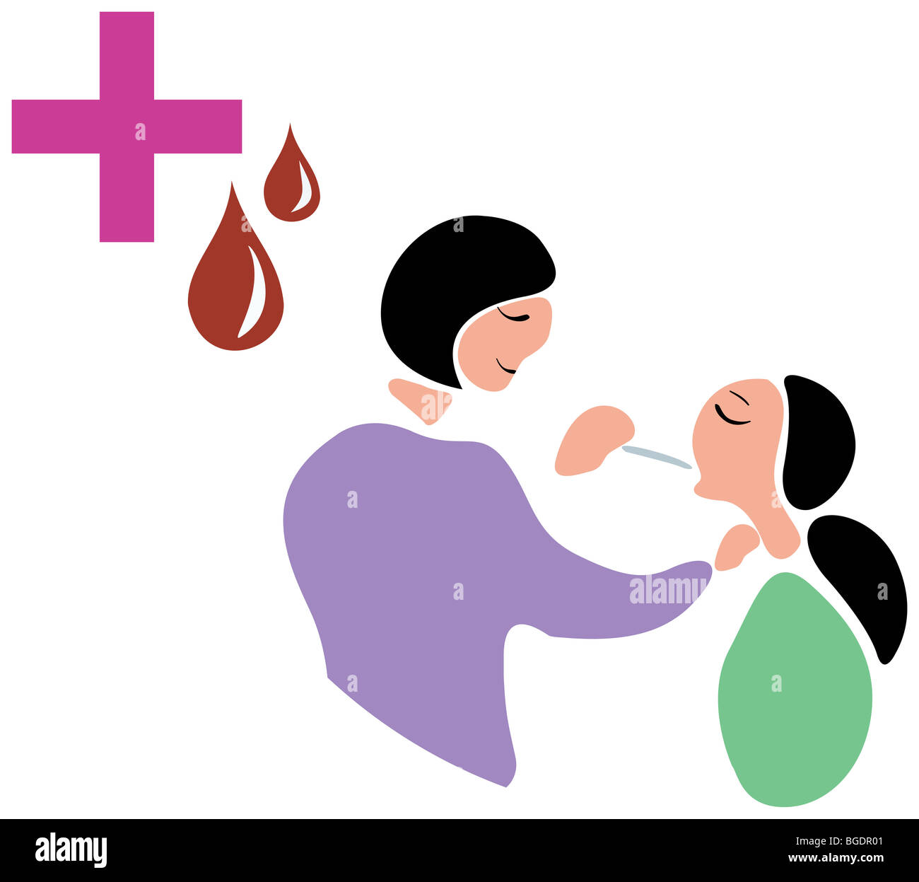 patient taking drop from nurse, plus sign background Stock Photo - Alamy