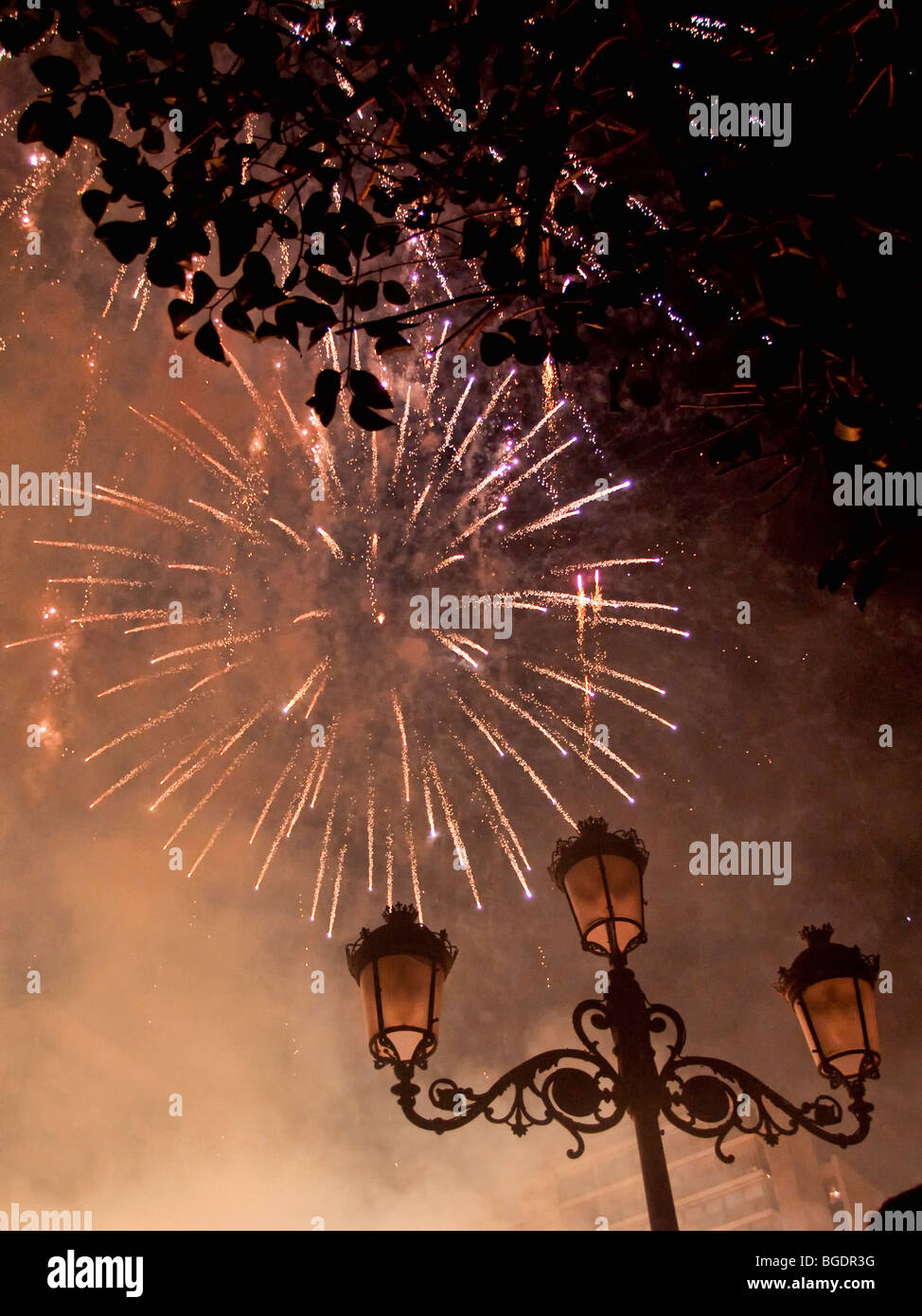 Fireworks in Valencia (Spain) during Fallas time Stock Photo - Alamy