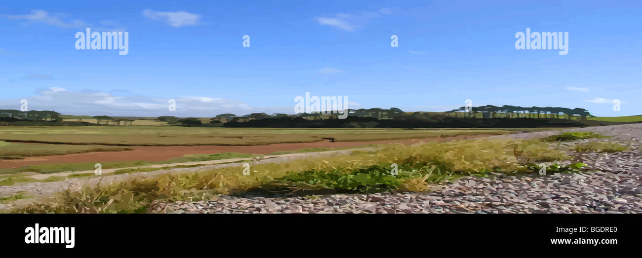 very large vector illustration of Budleigh Salterton beach trees and ...