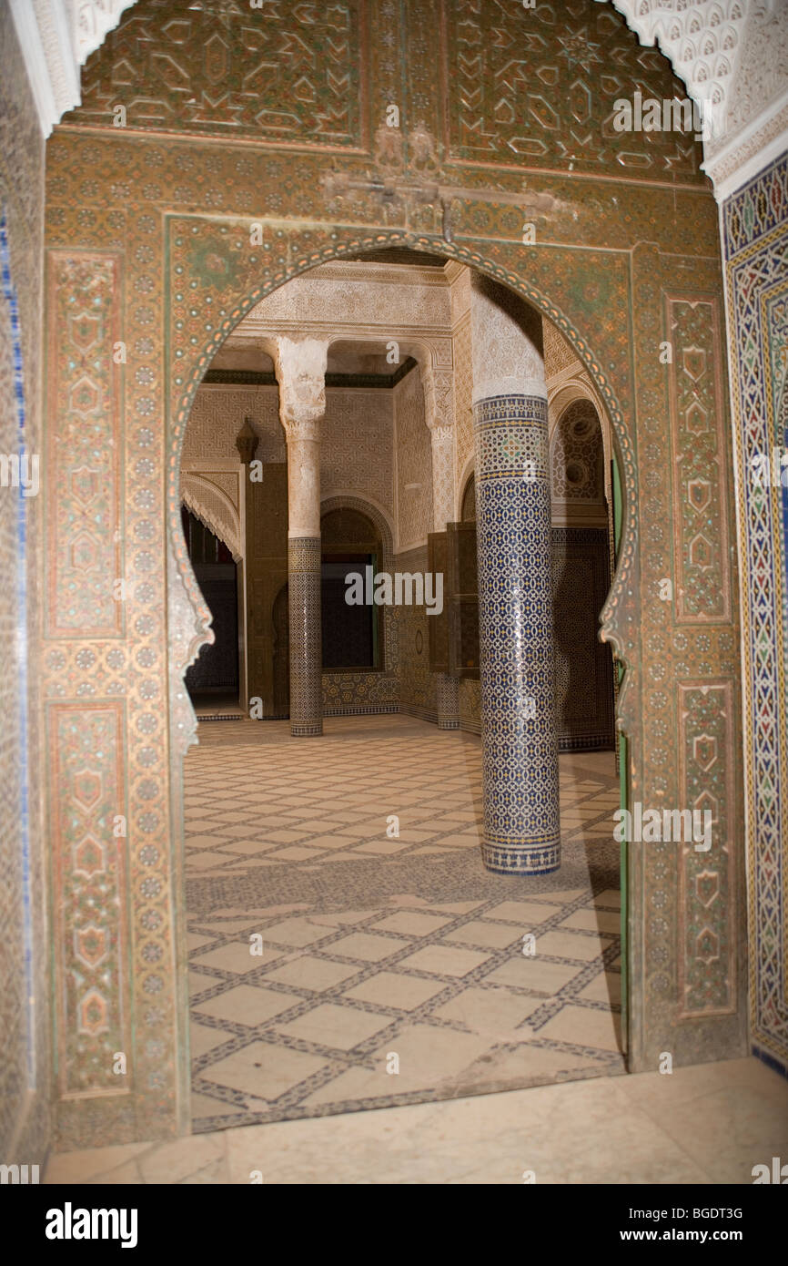 Tiled interior of the Glaoui Kasbah in Telouet in the Zat Valley in the ...