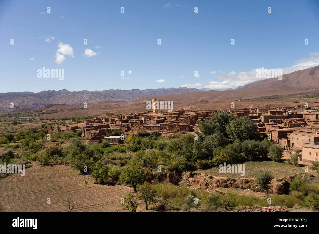 Telouet village from the Glaoui Kasbah in the Zat Valley in the High ...