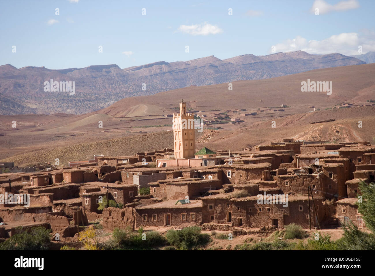 Telouet village from the Glaoui Kasbah in the Zat Valley in the High ...
