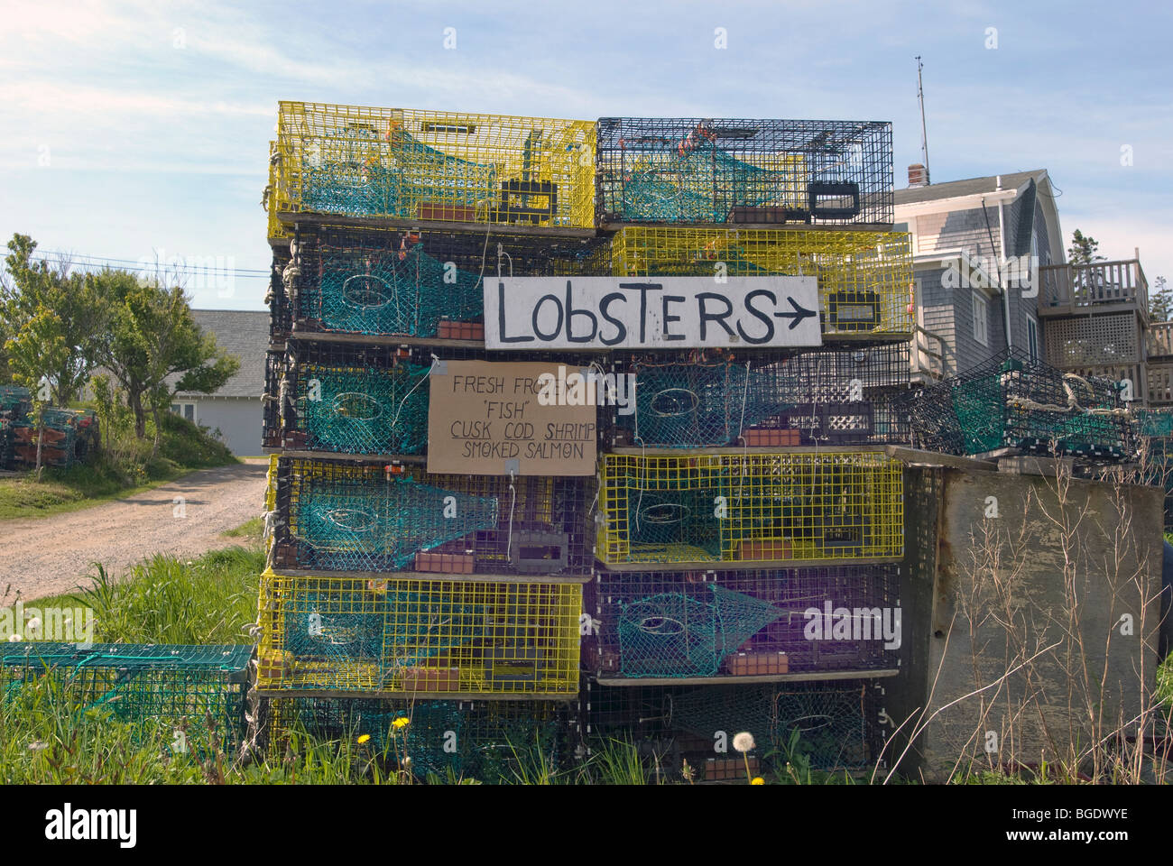 Lobster traps stored on Monhegan Island Maine Stock Photo - Alamy