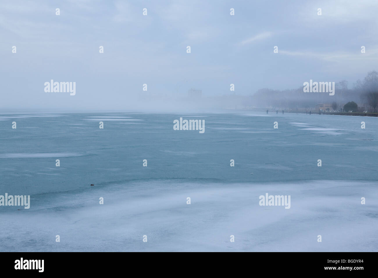 Lake Balaton at Siofok, Hungary, frozen in the winter Stock Photo - Alamy