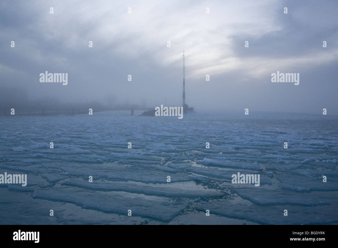 Lake Balaton at Siofok, Hungary, frozen in the winter Stock Photo - Alamy