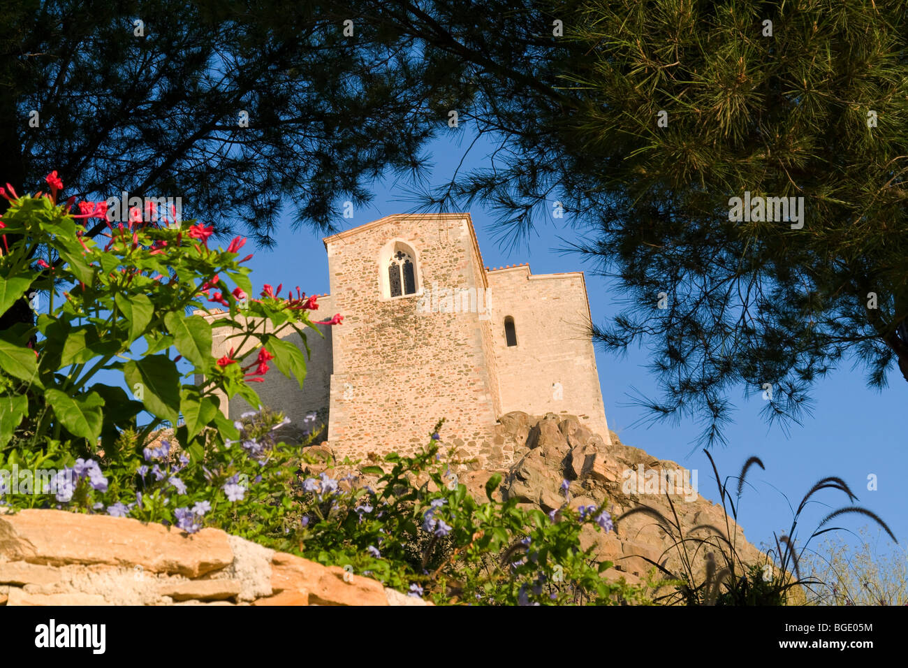 11th century Ndame de La Garde chapel perched on its rock Stock Photo ...