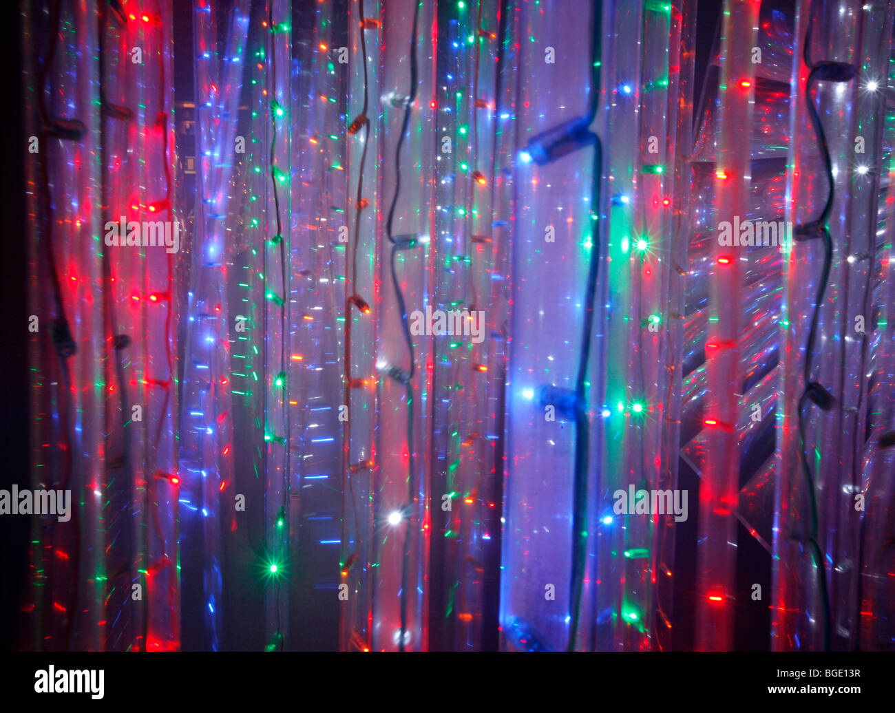 colorful string of lights labyrinth at a county fair in Germany, Europe ...