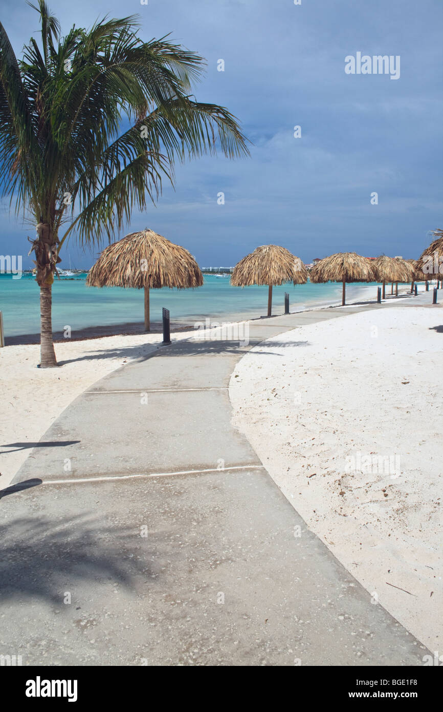 boardwalk along high rise hotel district on the caribbean island of ...