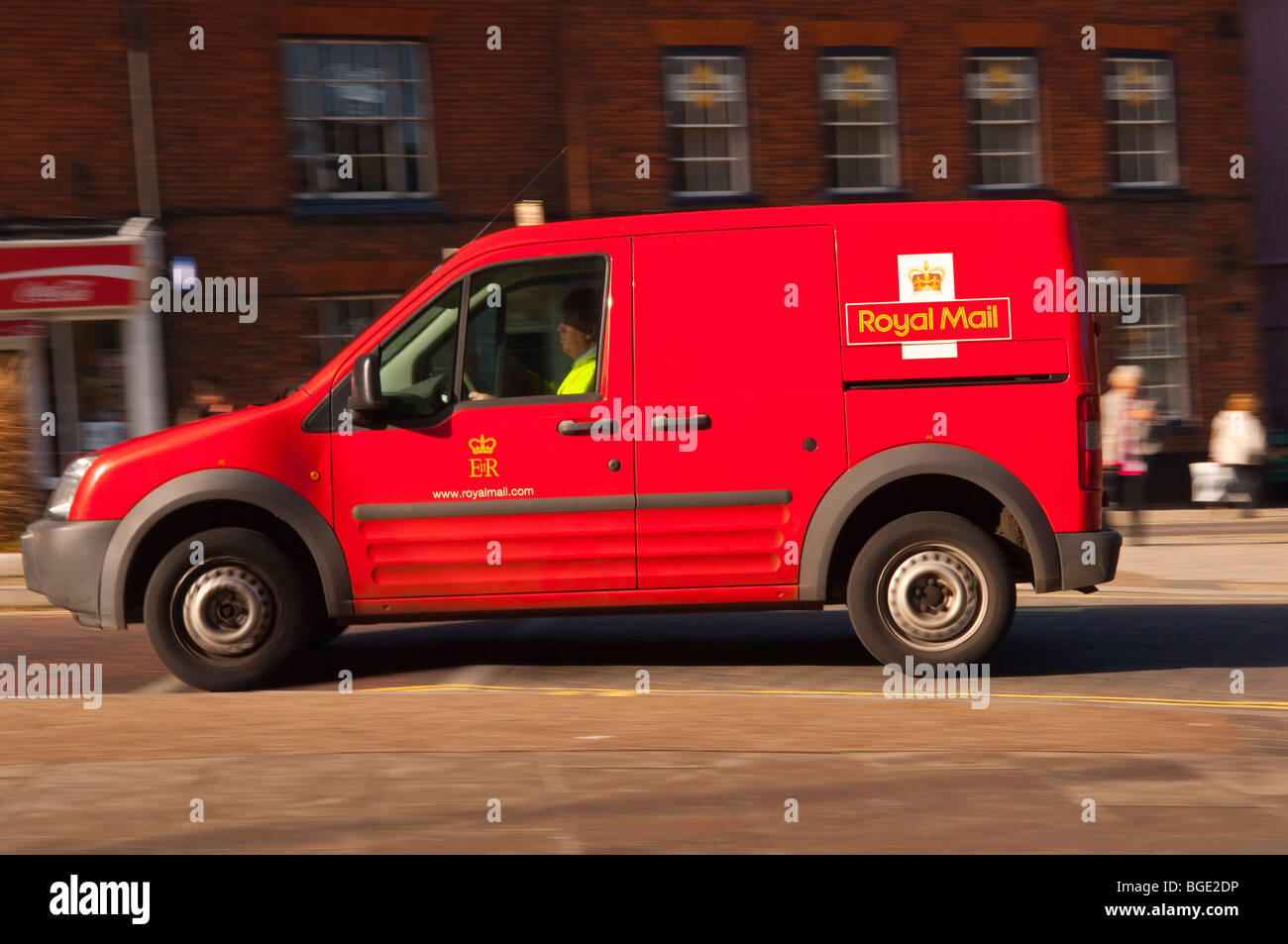 A Royal Mail post van speeds past showing movement in Norwich,Norfolk ...