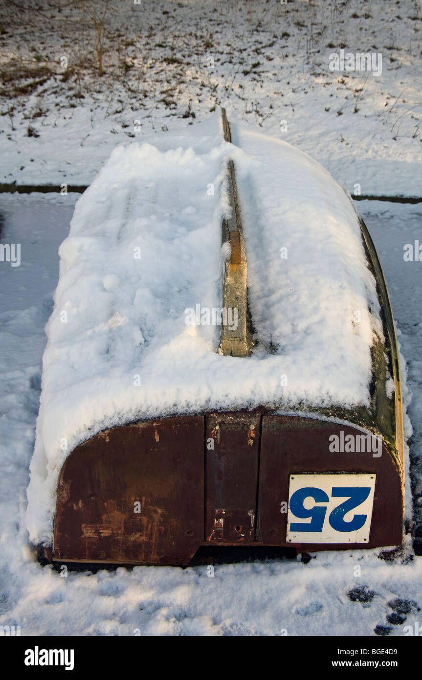A rowing boat in winter Stock Photo - Alamy