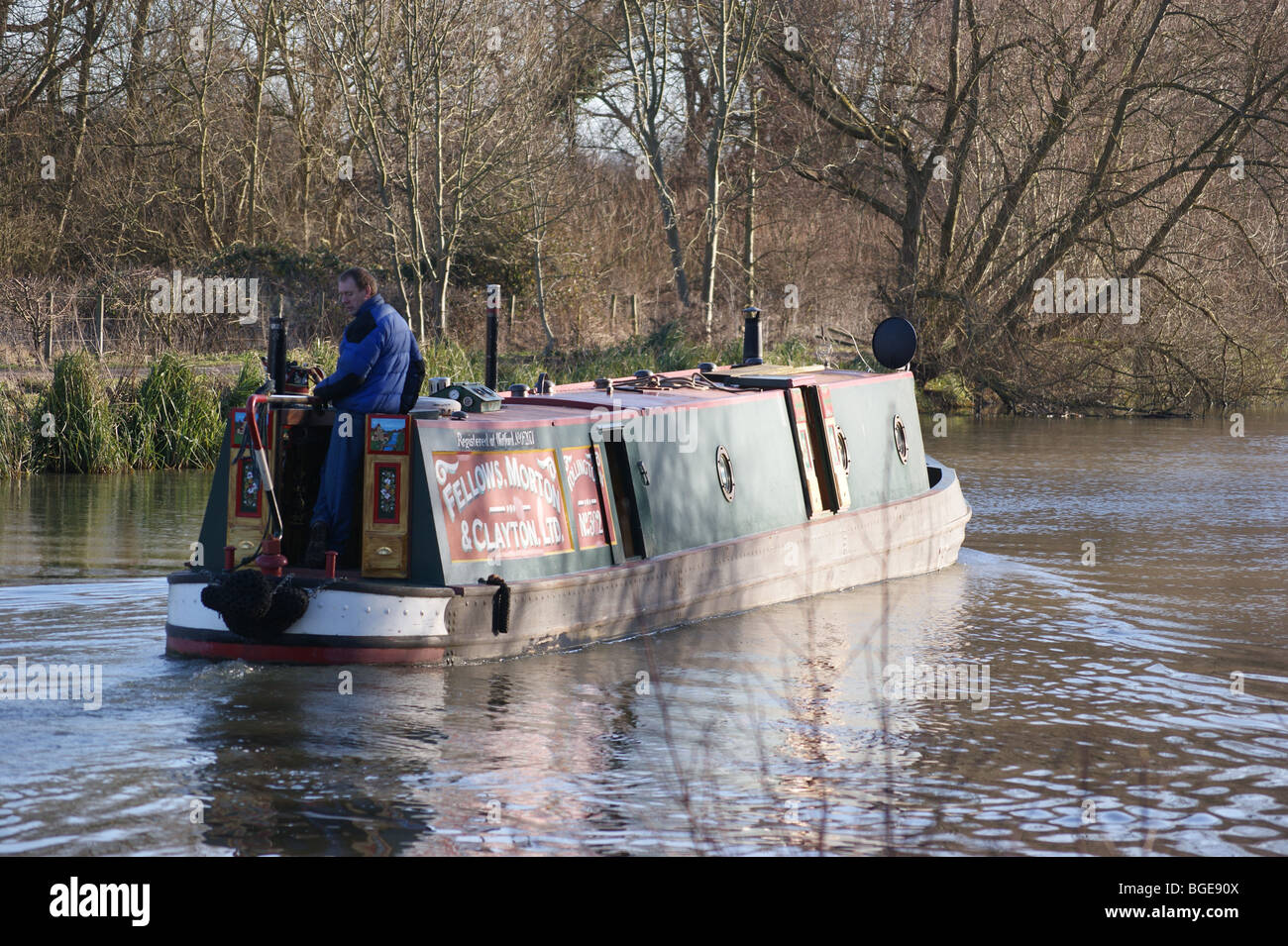 Narrowboat at Hardmead Lock, River Lea navigation, Ware, Hertfordshire ...