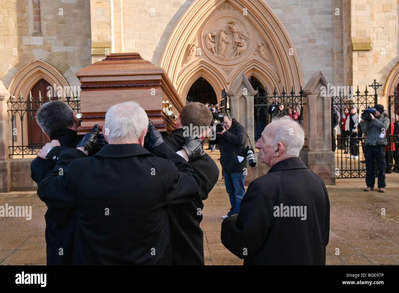 The coffin of Cardinal Cahal Daly, former Primate of All Ireland, 2nd ...