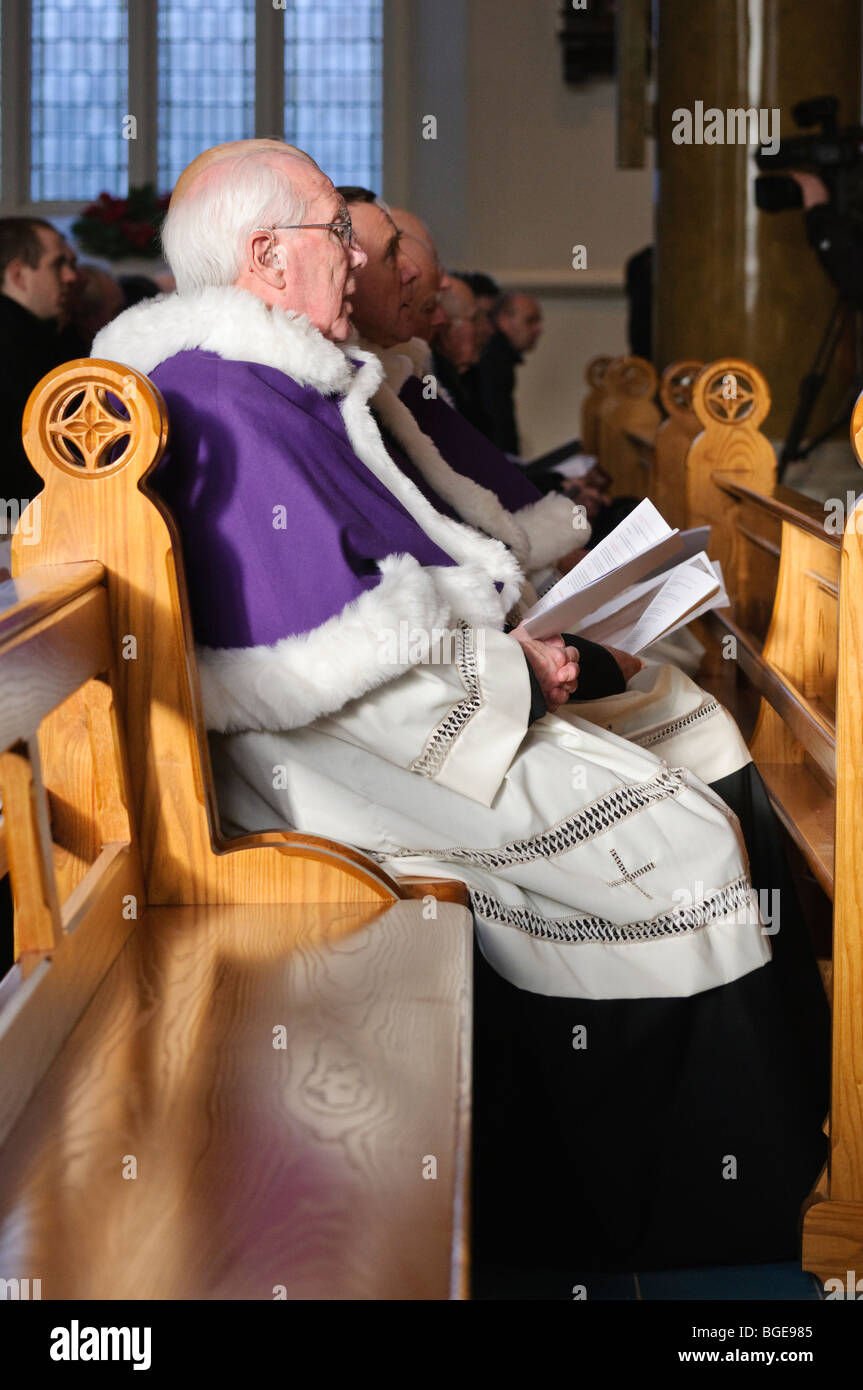 Priests in the congregation at the Requiem mass for Cardinal Cahal Daly ...