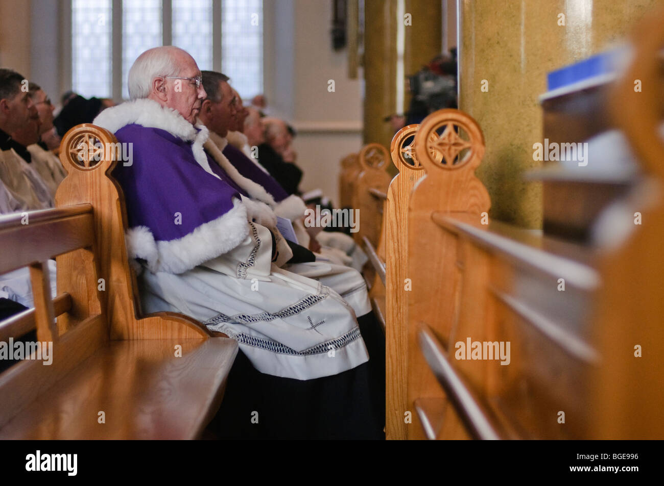 Priests in the congregation at the Requiem mass for Cardinal Cahal Daly ...