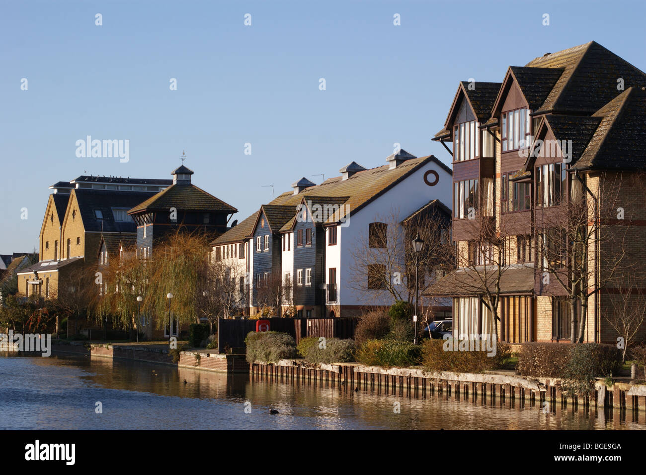 Riverside houses on the River Lea, Ware, Hertfordshire Stock Photo - Alamy