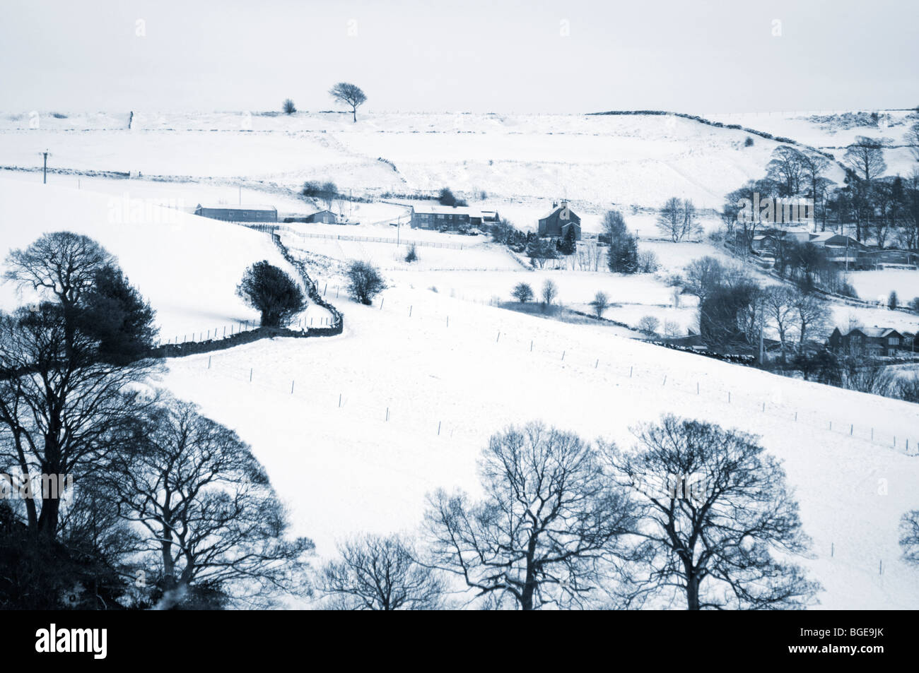 Snow covered fields in Cheshire, England Stock Photo - Alamy