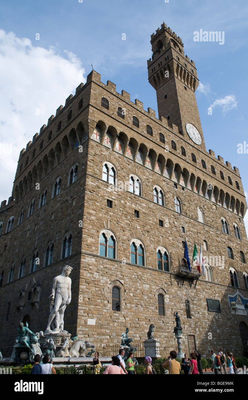 The Palazzo Vecchio, the town hall of Florence, in Italy Stock Photo ...