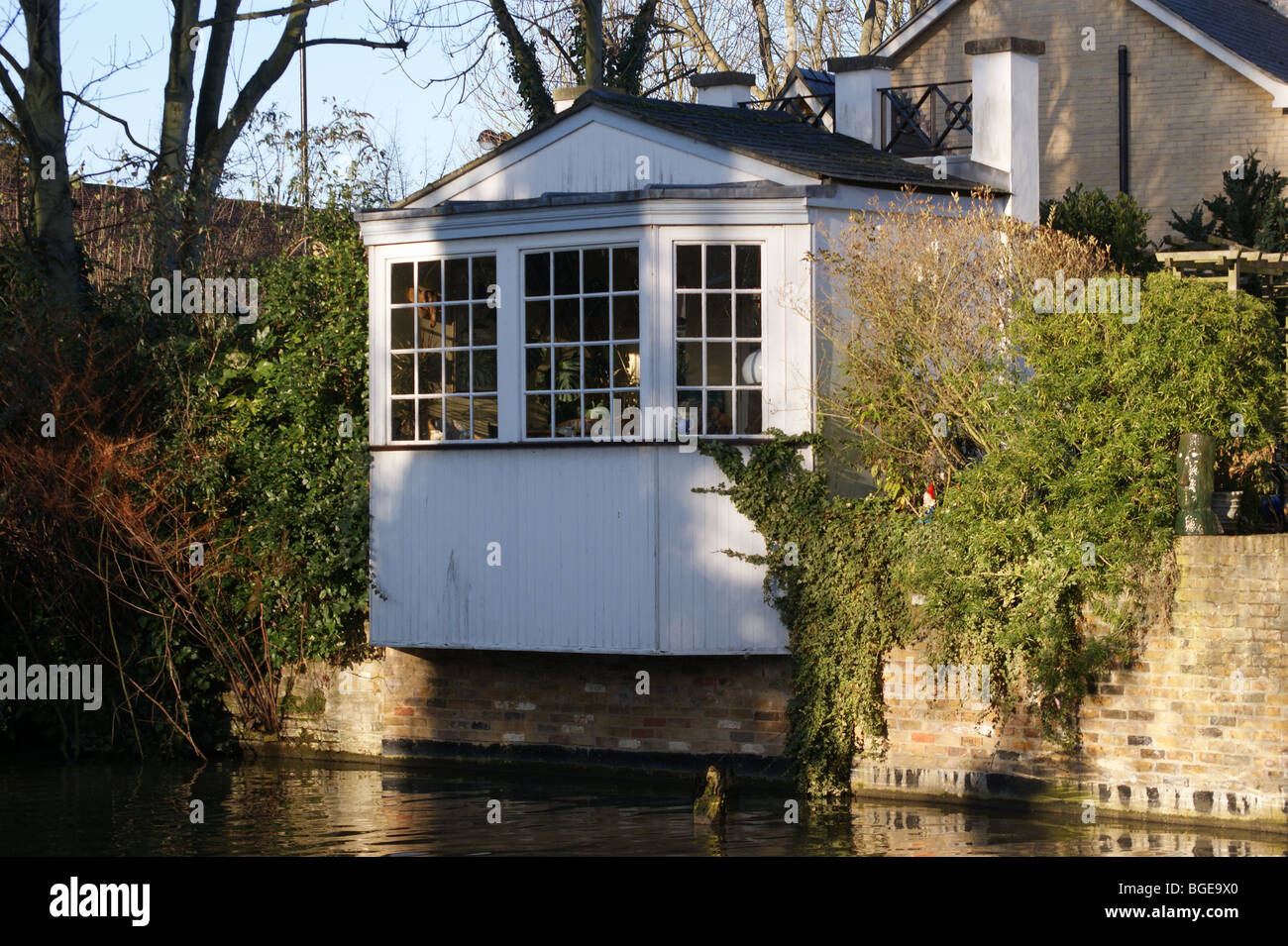 Georgian gazebo on the River Lea, Ware, Hertfordshire, England Stock ...