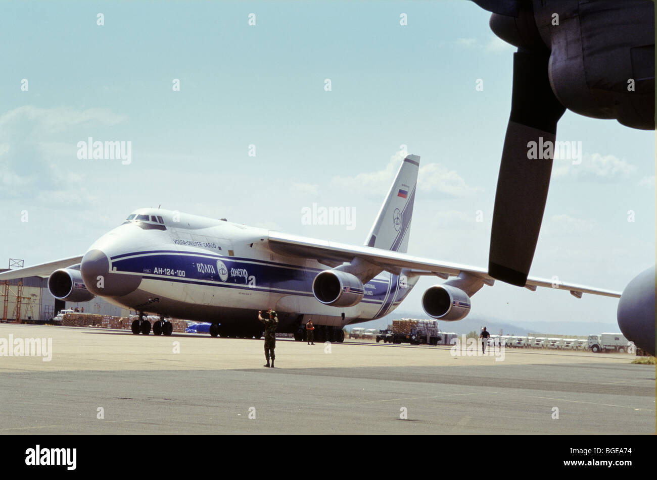 A large Russian cargo jet lands at Kigali airport, Rwanda to deliver ...