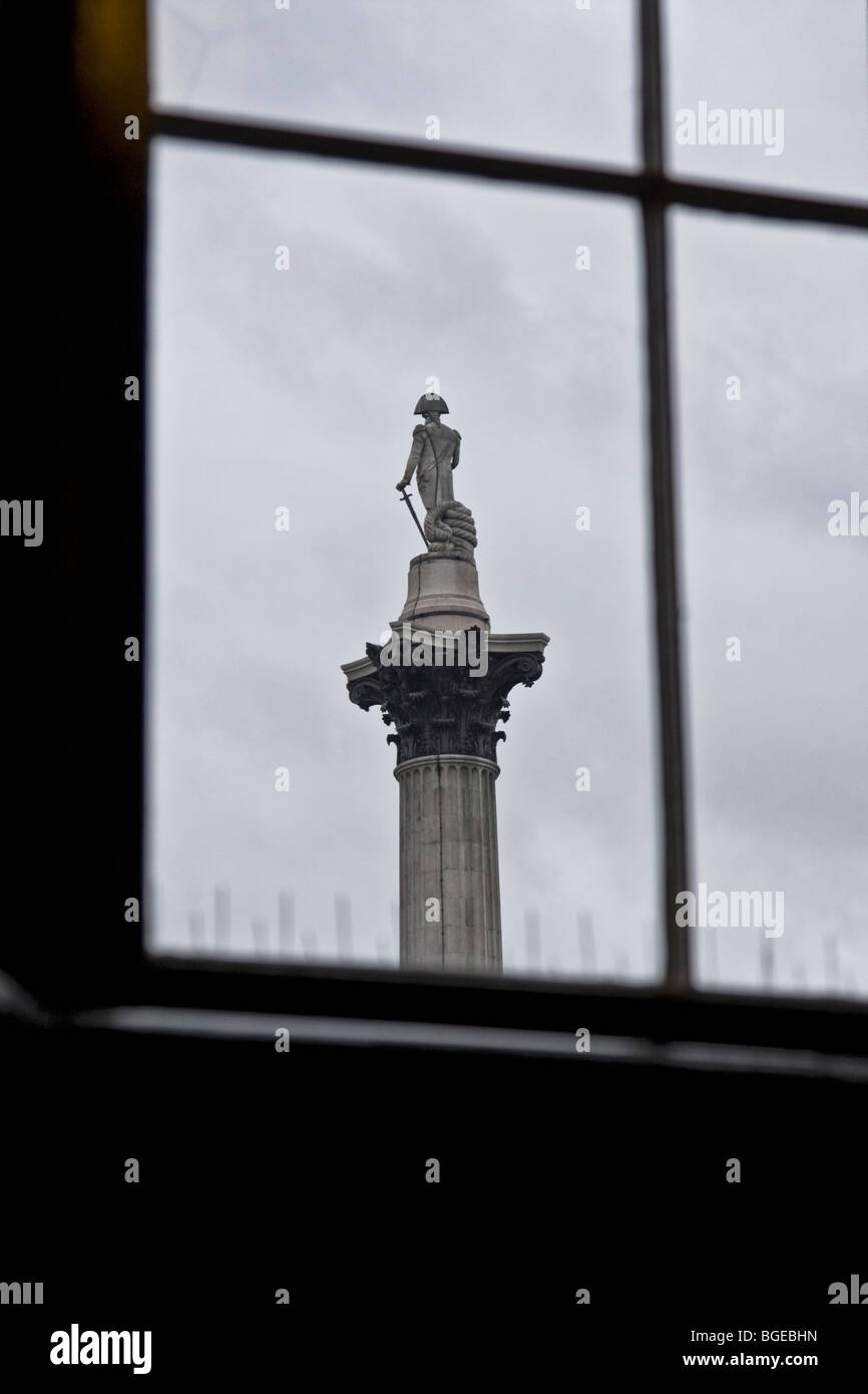 A statue of Nelson shot through a window Stock Photo - Alamy