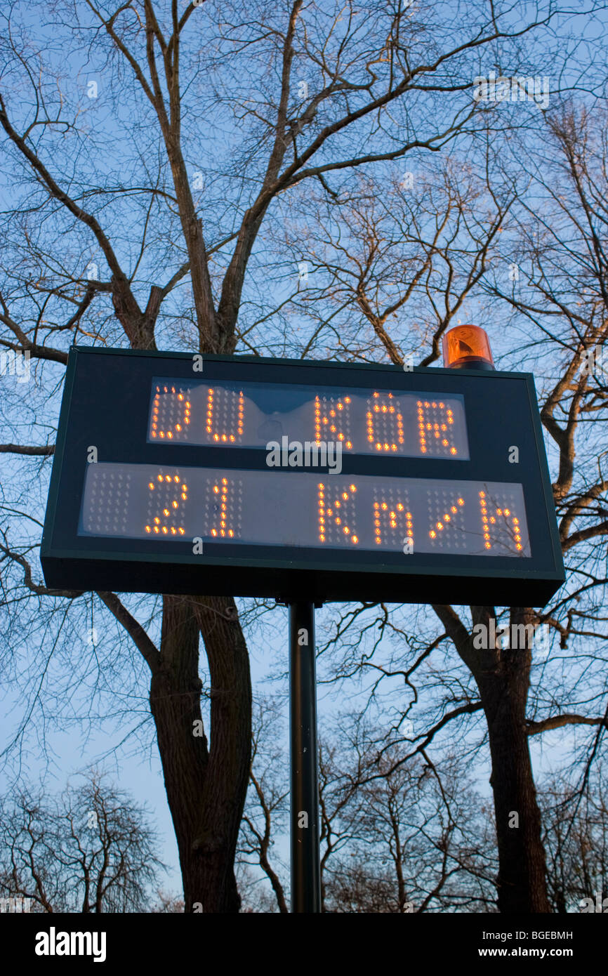 Sweden Stockholm speeding warning sign Stock Photo - Alamy