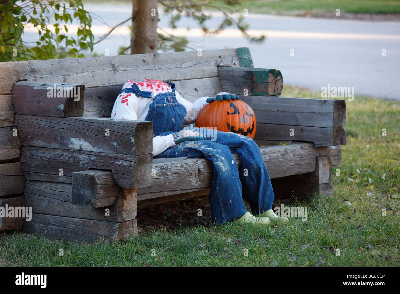 Headless man Halloween decoration Stock Photo - Alamy