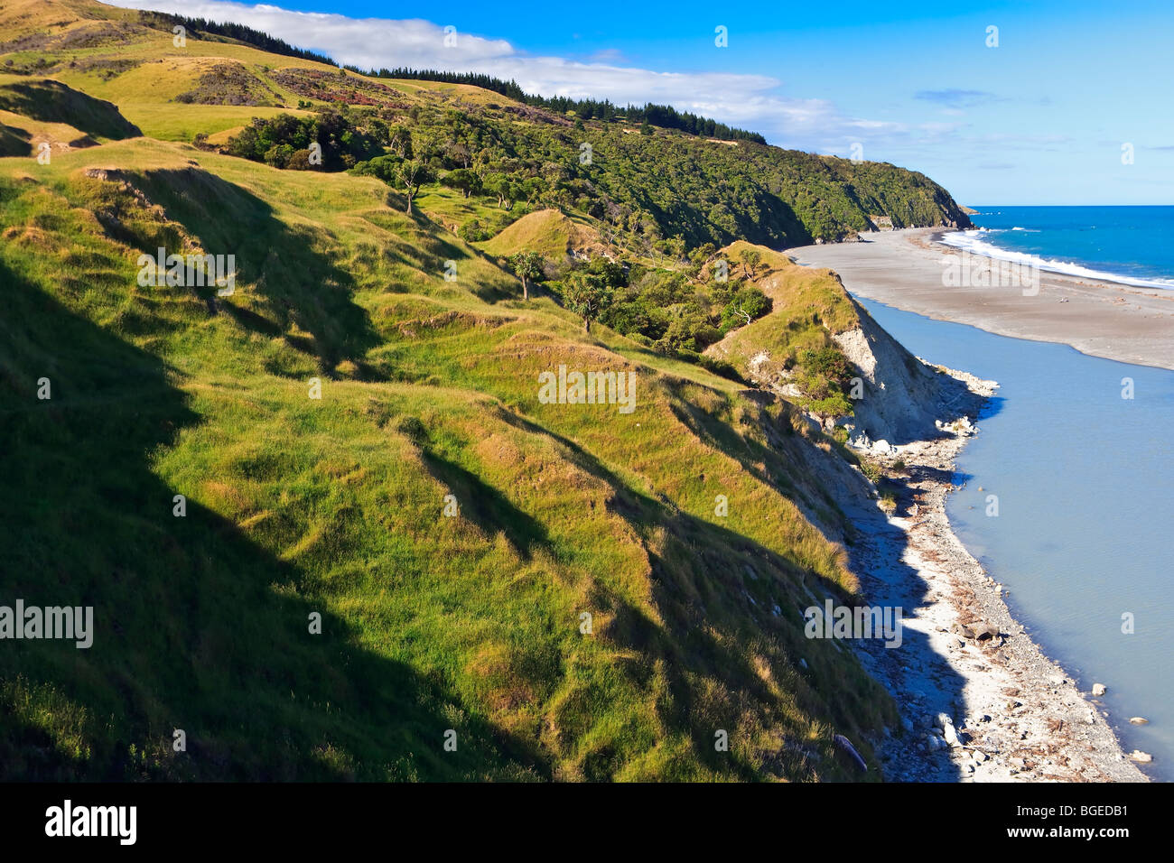 Hurunui River Mouth near Cheviot, East Coast, South Island, New Zealand ...
