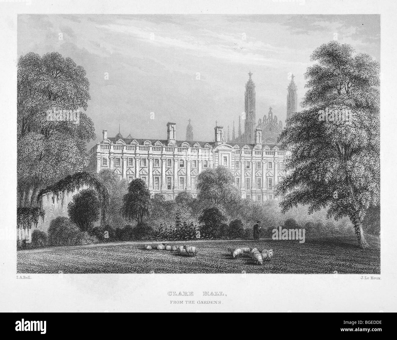 Clare Hall (Clare College), Cambridge - from the gardens Stock Photo ...