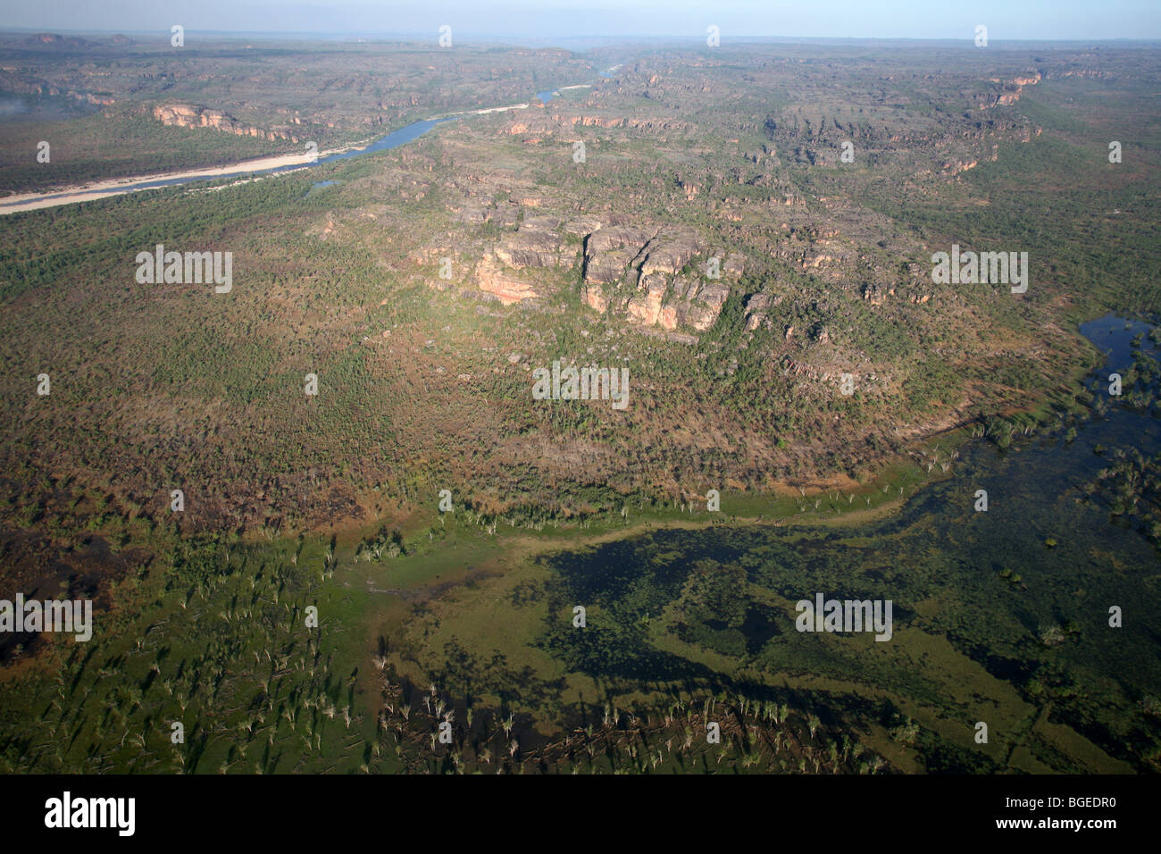 Aerial view of East Alligator River in the Kakadu National Park. Kakadu, Northern Territory ...