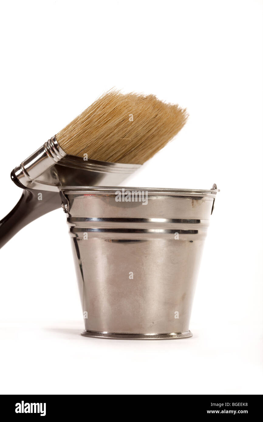 complete set of brushes for painting an interior in the house Stock ...