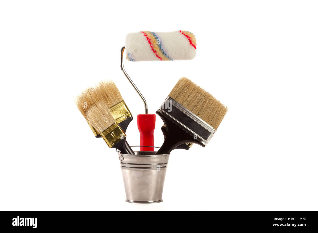 complete set of brushes for painting an interior in the house Stock ...
