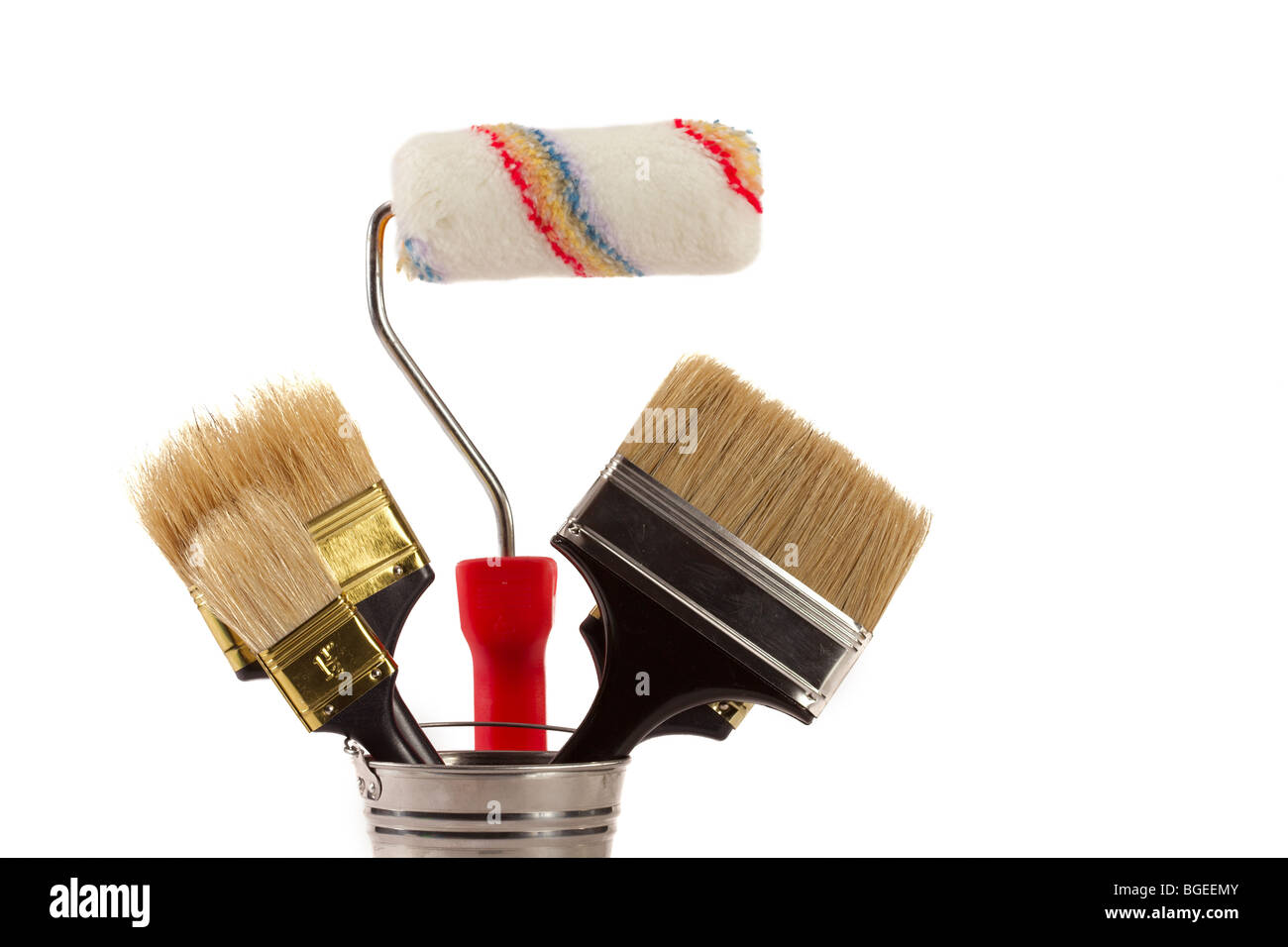 complete set of brushes for painting an interior in the house Stock ...