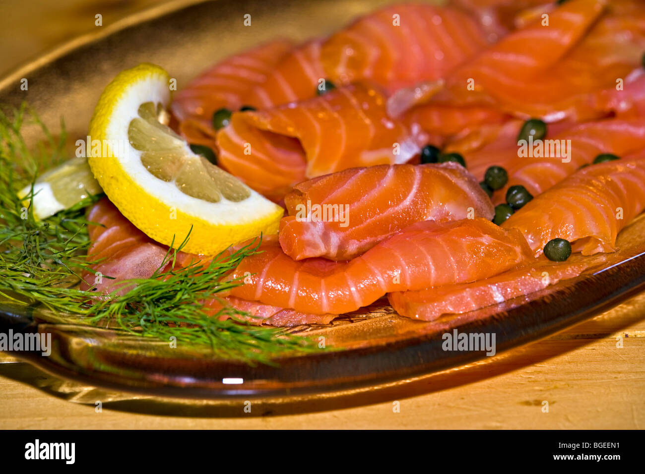 Salmon Slices laid out on a platter at the Rifflin'Hitch Lodge in ...