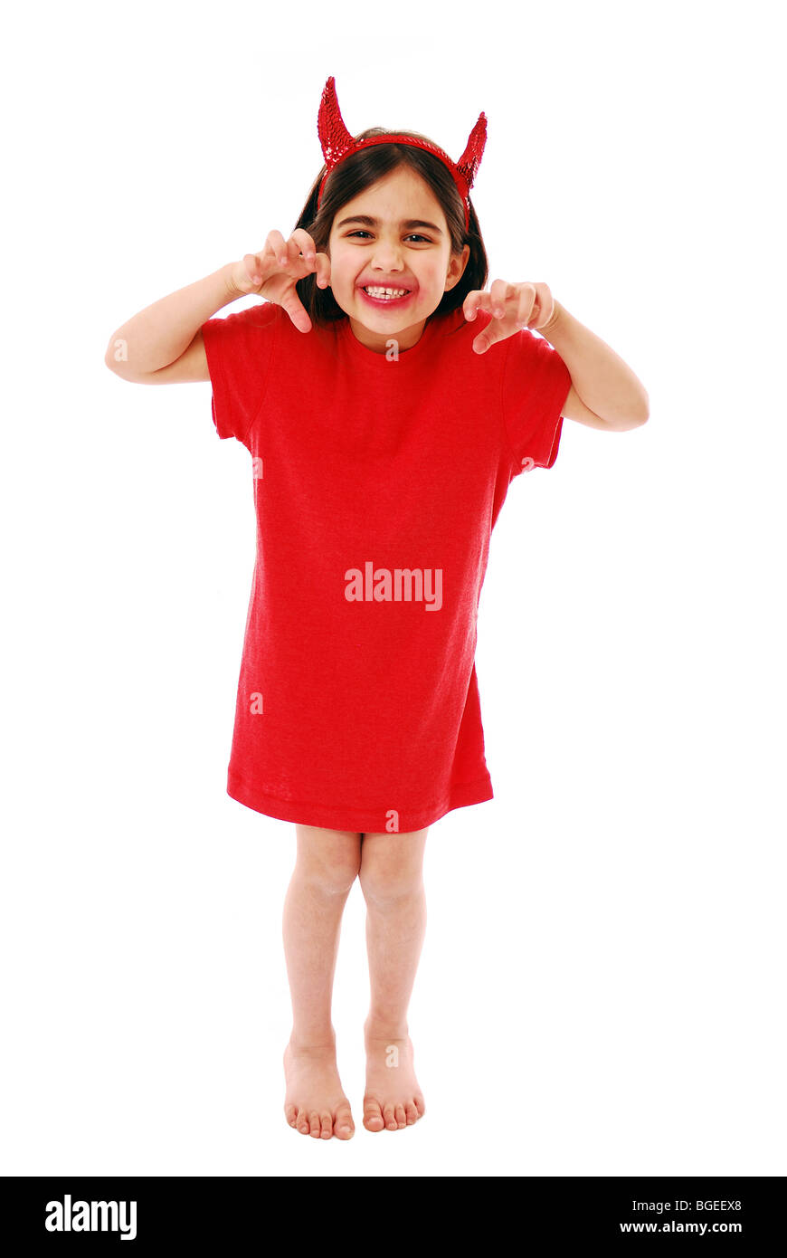Young child dressed up as devil Stock Photo - Alamy