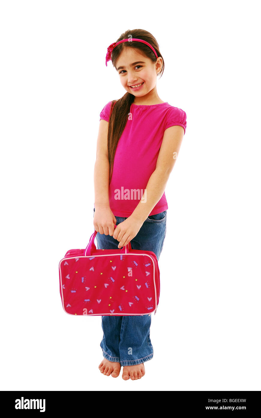 Pretty young girl holding a bag Stock Photo - Alamy