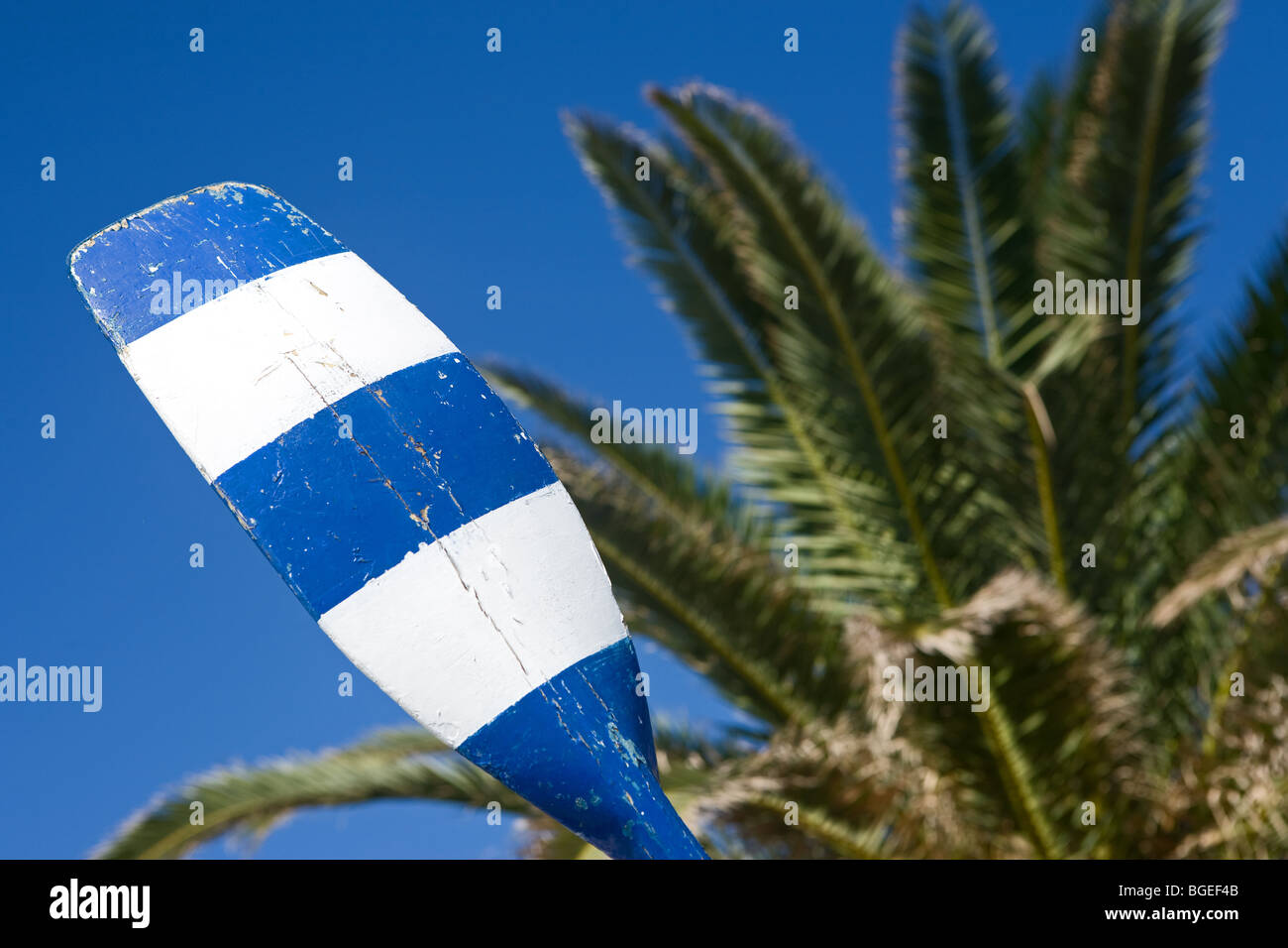 Oar blade in greek colours Stock Photo - Alamy