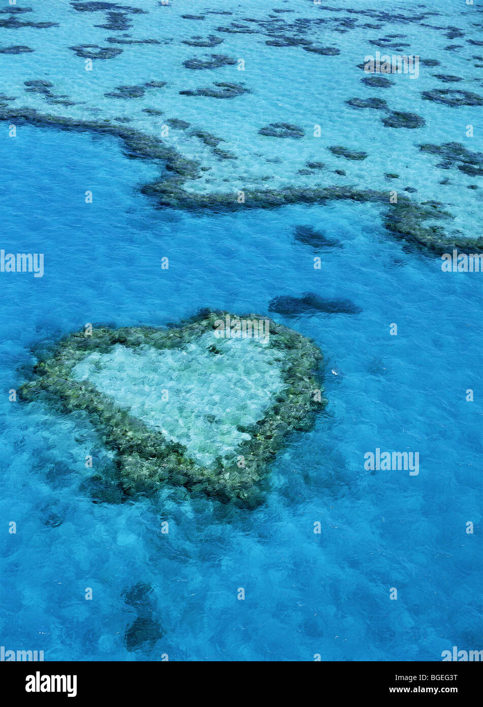 Heart Reef aerial view Hardy Reef Great Barrier Reef Queensland ...