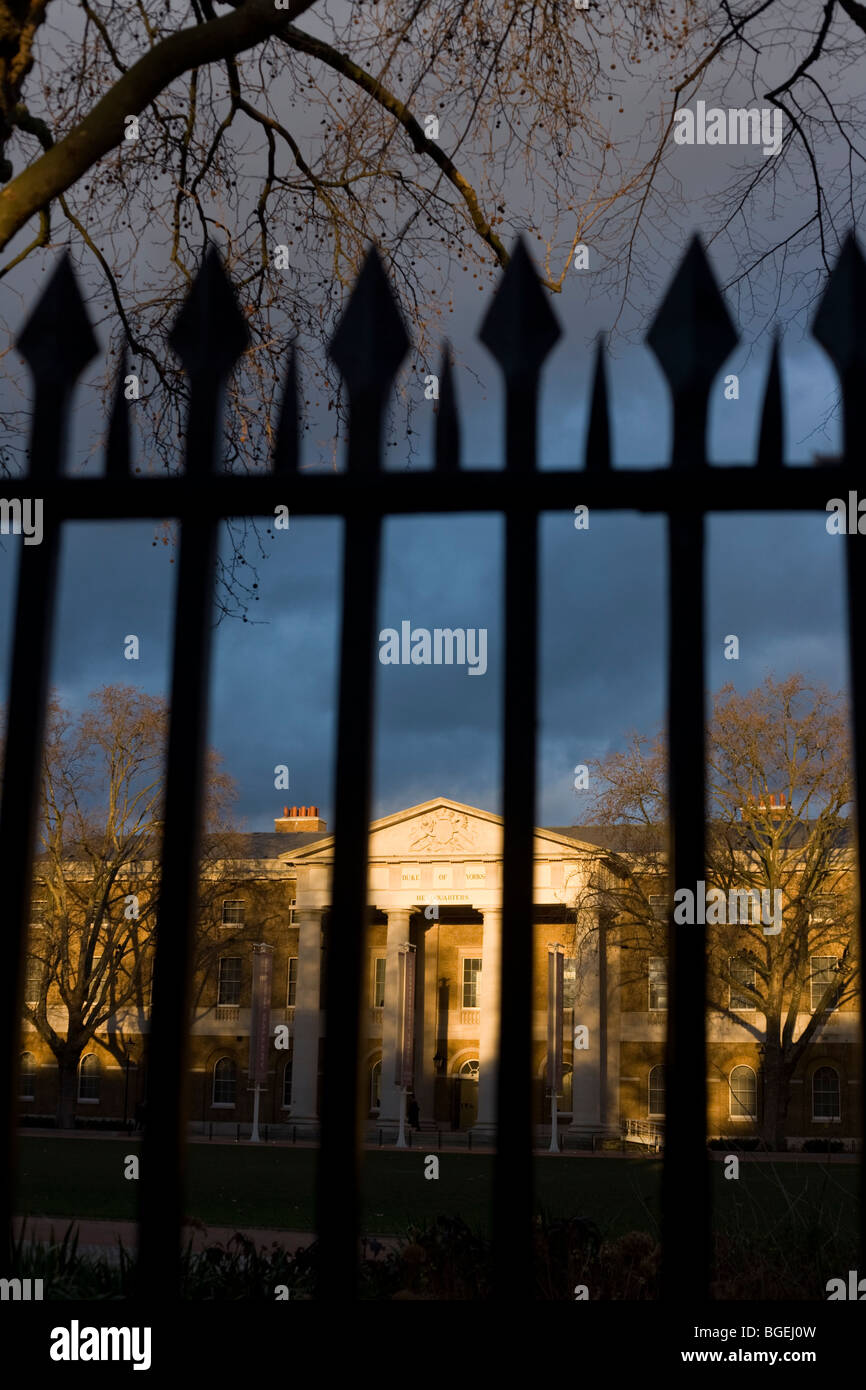 Through railings is the former Duke of York Barracks in Chelsea, West ...