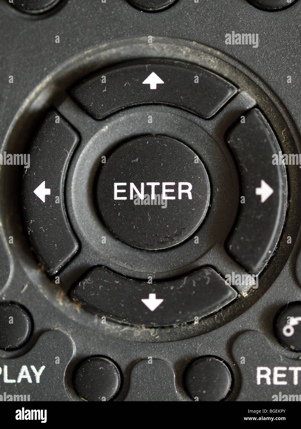 A dusty hand controller ENTER button in close-up Stock Photo - Alamy