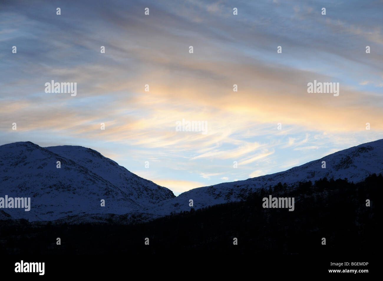 Mountains in the glow of the setting sun hi-res stock photography and ...
