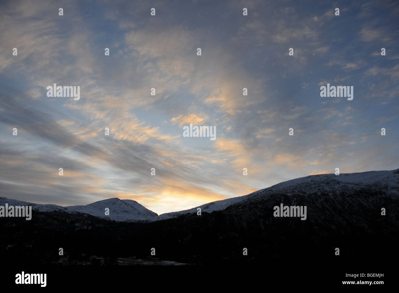 Mountains in the glow of the setting sun hi-res stock photography and ...